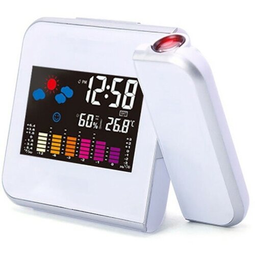 Часы - будильник электронные настольные с проекцией на потолок, термометром, календарем, USB
