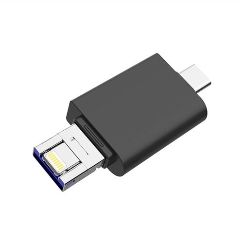 Флешка DM APD005 3 in 1, 128Gb, (USB 2.0, Lightning, USB Type-C), Черный APD005-3 in 1 128Gb