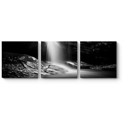 Модульная картина Черно-белый водопад100x33