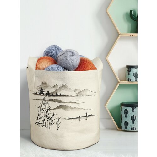 Текстильный мешок горшок для рассады и цветов, из войлока гроубэг JoyArty "Прогулка на лодке в Японии" 19 л