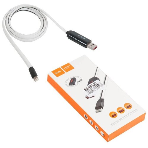 Cable / Кабель USB HOCO U29 LED displayed timing для Lightning, 2.0 A, длина 1.2 м, белый