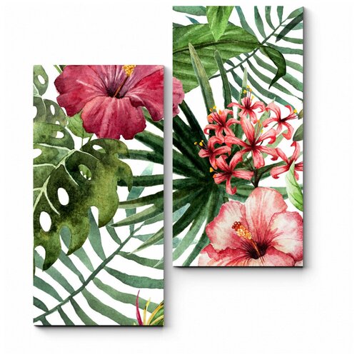 Модульная картина Тропические цветы 60x75