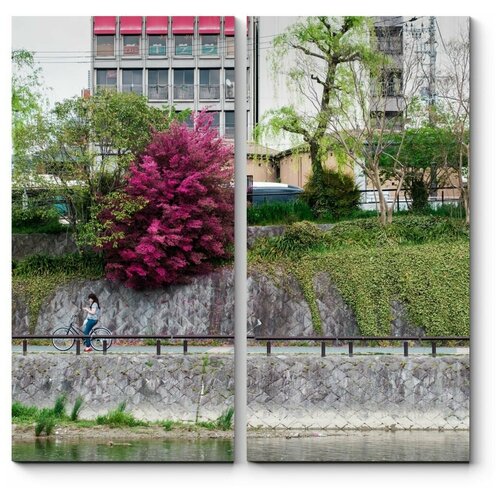 Модульная картина На набережной реки Камо, Киото 100x100