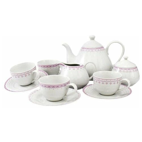 Чайный сервиз на 4 персоны 11 предметов Leander "Hyggelyne /Розовые узоры" / 158496
