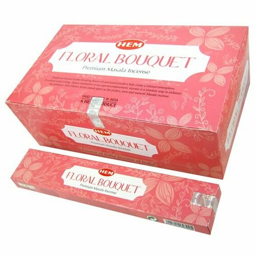 FLORAL BOUQUET Premium Masala Incense, Hem (цветочный букет премиум масала благовония палочки, Хем), уп. 15 г.