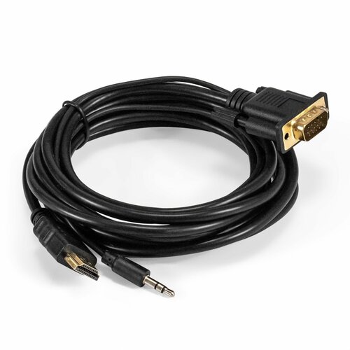 Кабель-переходник HDMI-VGA ExeGate EX-HDMIM-VGAM-3.5JackS-3.0 (19M/15M+3.5mm Jack M, 3м) Преобразователь цифрового HDMI сигнала в VGA видео и стерео-аудио EX294720RUS