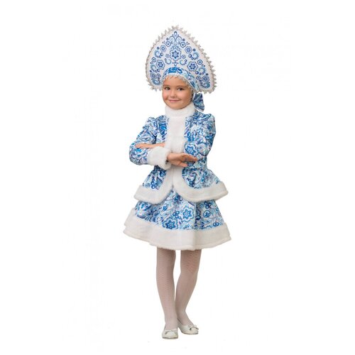 Детский карнавальный костюм Снегурочка Гжель Батик, рост 122 см