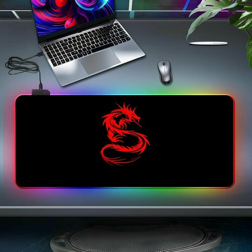 Компьютерный коврик с RGB подсветкой Красный дракон арт. KK011 (SV) 800х300х4 мм
