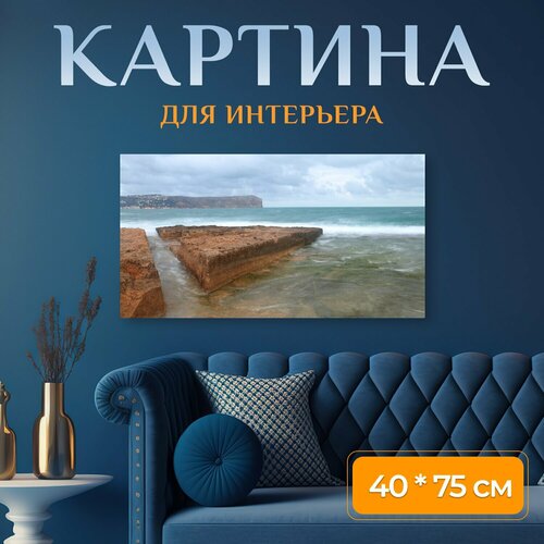 Картина на холсте "Хавеа, море, средиземноморье" на подрамнике 75х40 см. для интерьера