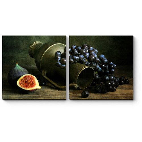Модульная картина Манящая гроздь винограда 90x45