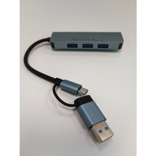 Usb Hub Разветвитель 4-in-1 Multifunctional Type-C Adapter USB/USB-C to USB3.0х1+USB2.0х3 Mivo MH-4011
