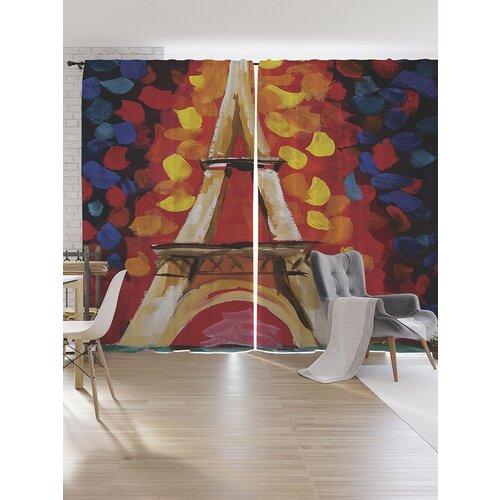 Шторы под лён JoyArty "Краски эйфелевой башни", серия Oxford DeLux, 340х265 см