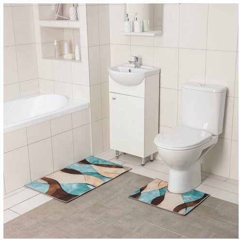 Набор ковриков для ванной и туалета Доляна «Воля», 2 шт: 50×80, 50×40 см