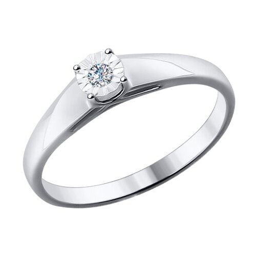 Кольцо помолвочное Diamant online, белое золото, 585 проба, бриллиант, размер 17.5, бесцветный