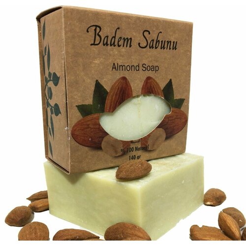 Dara Sabun Натуральное Турецкое мыло 1 шт. Миндаль для сухой и потрескавшейся кожи лица, тела и волос с маслами, Almond Soap, 140 гр.