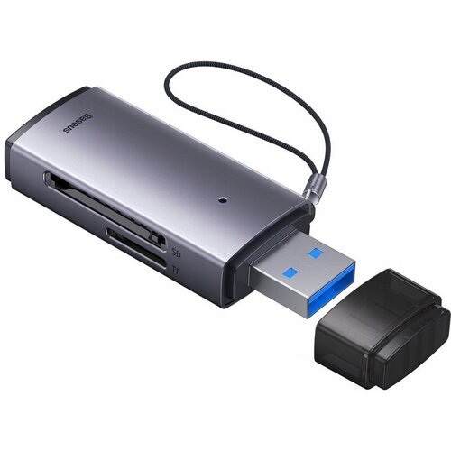 Переходник USB to SD/TF, Картридер Baseus AIRJOY, Серый