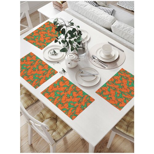 Салфетки на стол для сервировки прямоугольные, плейсмат JoyArty "Урожай апельсинов", 32x46 см, в комплекте 4шт.