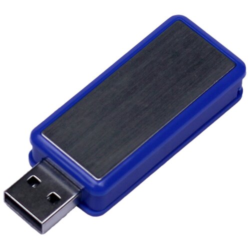Прямоугольная выдвижная пластиковая флешка для нанесения логотипа (16 Гб / GB USB 2.0 Синий/Blue 034)
