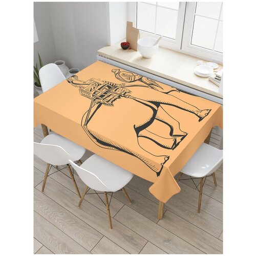 Скатерть прямоугольная JoyArty на кухонный стол "Поездка на слоне" из оксфорда, 120x145 см