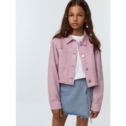 Джинсовая куртка Sela, размер 128, фиолетовый, лиловый