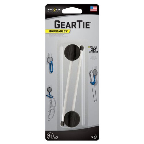 Многоразовая стяжка с крепежом Nite Ize Gear Tie Mountables 4" - Черный/Белый 2 шт
