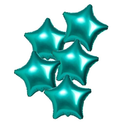 Набор фольгированных шаров  19" LETI звезды, цвет тиффани, мистик, набор 5 шт