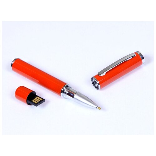 Флешка в виде металлической ручки с мини чипом (4 Гб / GB USB 2.0 Оранжевый/Orange 366)