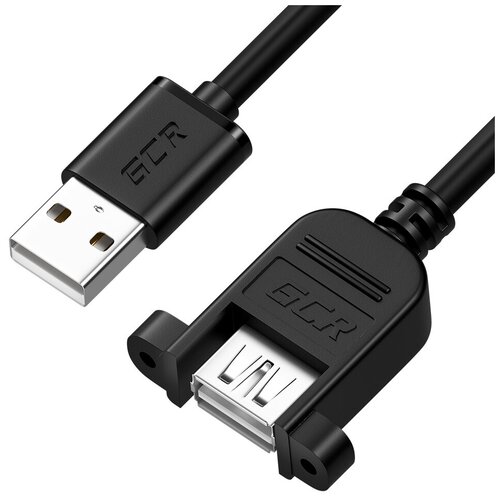 GCR Удлинитель 1.5m USB AM/AF крепление под винт, черный