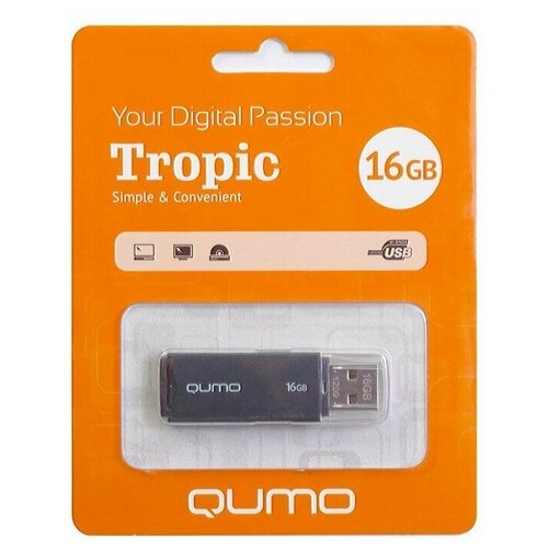 USB-накопитель Qumo 16GB, USB 2.0 (черный)