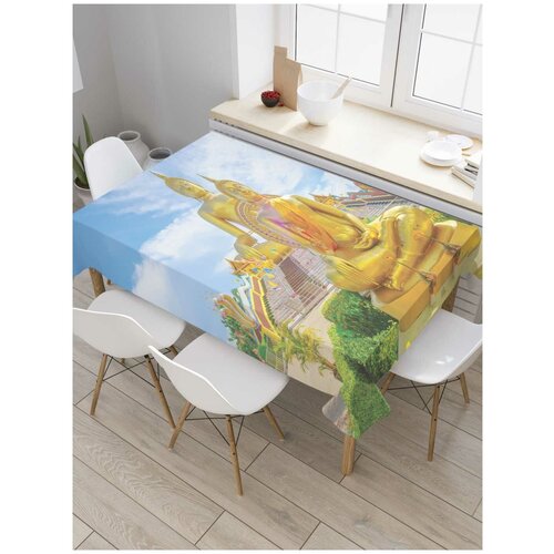 Скатерть прямоугольная JoyArty на кухонный стол "Золотая индия" из оксфорда, 180x145 см