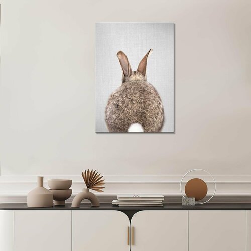 Интерьерная картина на холсте - Серый кролик 20х30