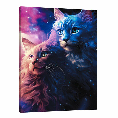 Интерьерная картина 50х70 "Сказочные синие коты"