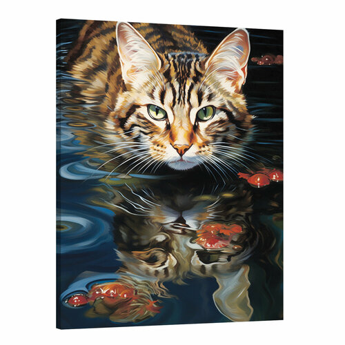 Интерьерная картина 50х70 "Кот и его отражение"
