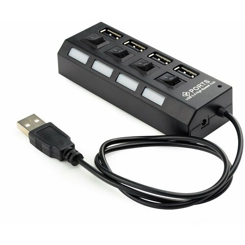 USB-концентратор  Gembird UHB-U2P4-02, разъемов: 4, 55 см, черный