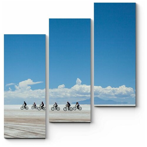 Модульная картина Велосипедисты на небесном фоне80x85