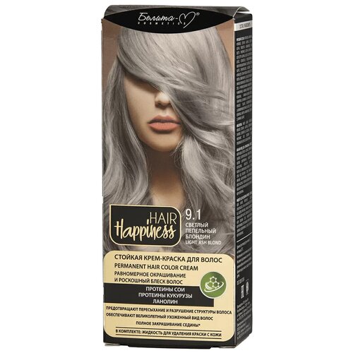 Белита-М Hair Happiness крем-краска для волос, 9.1 светлый пепельный блондин, 90 мл
