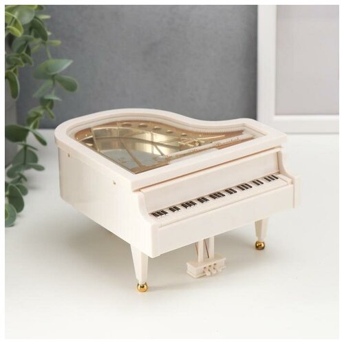 Шкатулка музыкальная механическая Белый рояль с балериной 12х13,5х8,5 см