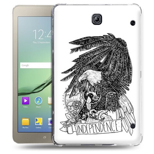 Чехол задняя-панель-накладка-бампер MyPads черно белый сокол для Samsung Galaxy Tab S2 8.0 SM-T710/T715 противоударный