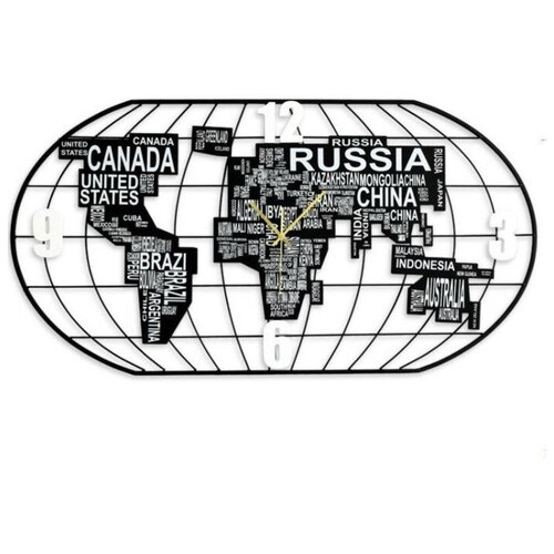 Часы настенные, серия: Интерьер, "Карта мира", плавный ход, 40 х 78 см