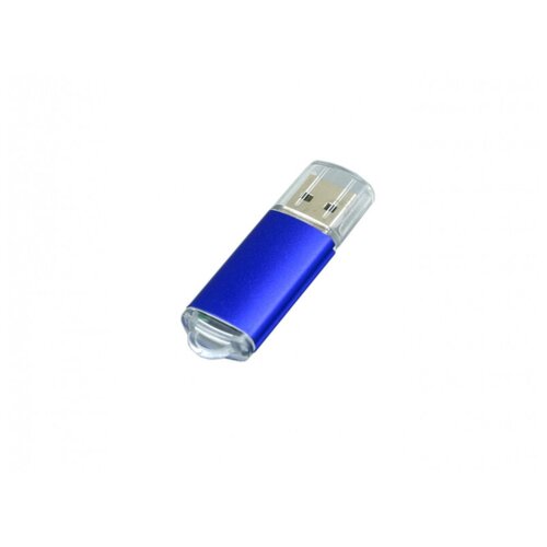 Металлическая флешка с прозрачным колпачком (4 Гб / GB USB 2.0 Синий/Blue 018)