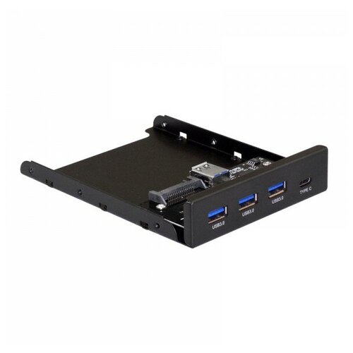 Планка USB на переднюю панель ExeGate U3H-623, 3,5, 3*USB3.0+1*TypeC, черная, металл, подсоединение к мат. плате12