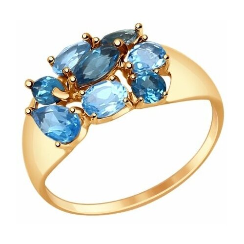 Кольцо Diamant online, золото, 585 проба, топаз, Лондон топаз, размер 18