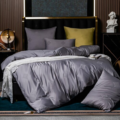 Комплект постельного белья Сатин Жаккард на резинке GCR011/ 2 спальный