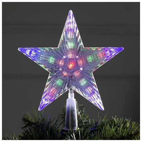 Светодиодная верхушка на ёлку «Звезда белая» 18 см, 20 LED, провод 2 метра, 220 В, свечение мульти