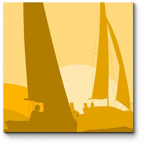 Модульная картина Яхты в лучах закатного солнца 90x90