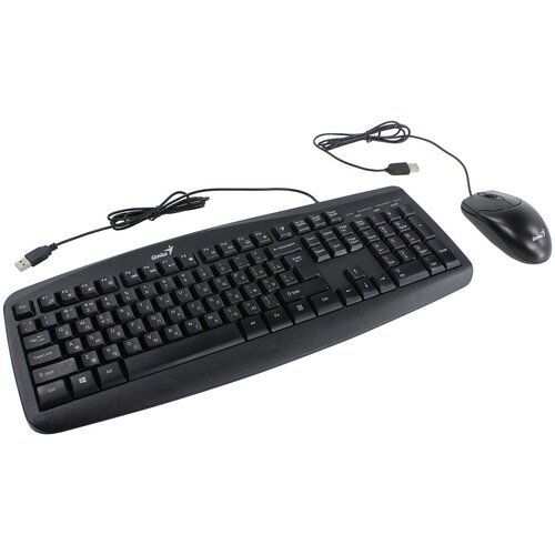 Комплект клавиатура + мышь Genius KM-200 Black USB, черный, английская/русская