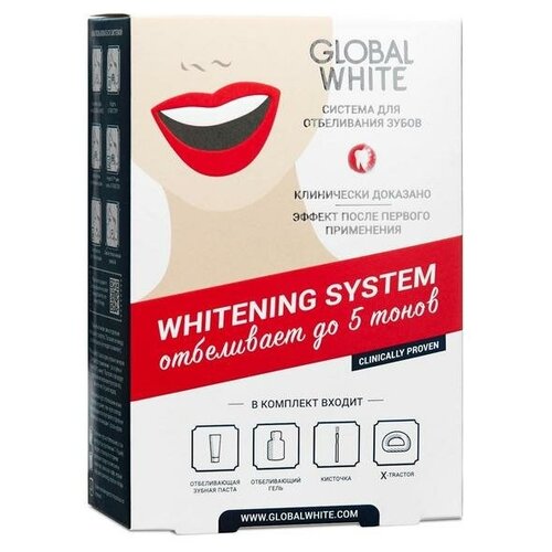 Комплекс для интенсивного отбеливания зубов Global White, гель 15 мл, зубная паста 30 мл