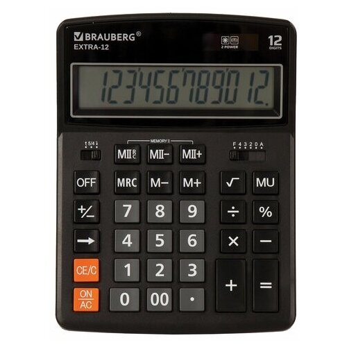 Калькулятор бухгалтерский BRAUBERG Extra-12, черный