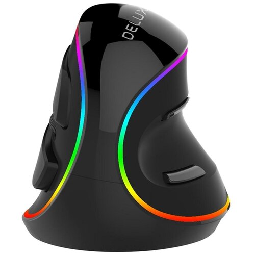 Мышь вертикальная Delux KM-M618 Plus RGB, черный