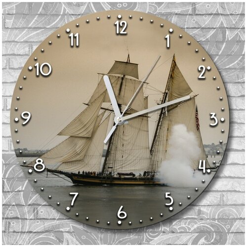 Настенные часы УФ пейзаж (корабль, ship, море, океан, вода, плавание, путешествия, красивый пейзаж) - 2140